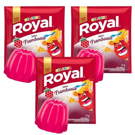 Royal Raspberry Gelatin Powder 25 G 088 Oz Pack Of 3 Brazil Direct