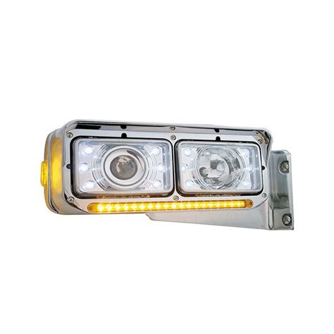Rectangular Dual Headlight Bezel With Visor And Amber Led Raneys Truck Parts