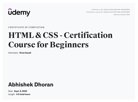completed the html and css course abhishek dhoran