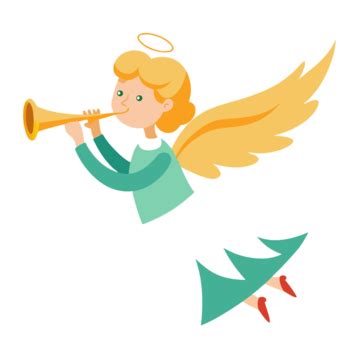 Trumpeting Christmas Angel Solo On A Vector Christmas Holidays Happy
