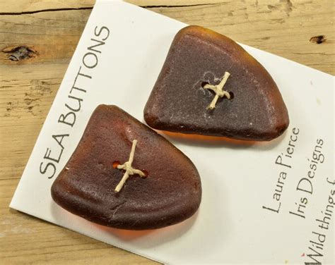 72 A Pair Of Triangle Molasses Brown Naturally Ocean Maine Sea Glass