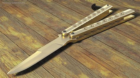 Balisong Butterfly Knife Gold 3d Model 39 3ds Blend C4d Fbx Max