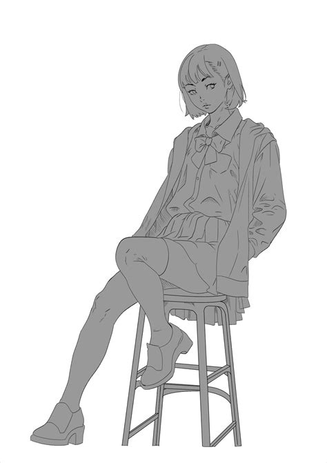 Asian Girl Lineart Flat By Cvsnb On Deviantart