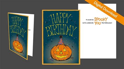Printable Halloween Birthday Card Digital Download October 31st