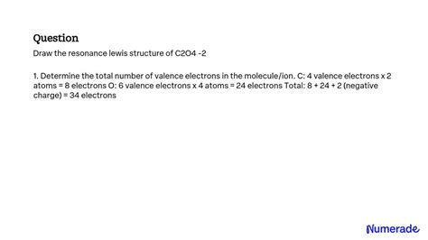 Solved Draw The Resonance Lewis Structure Of C2o4 2
