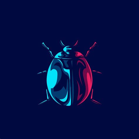 Lady Bug Logo Neon Line Art Portrait Colorful Design With Dark Background Abstract Vector