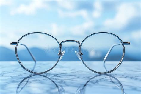 Elegant Designer Eyeglasses On Sleek White Marble Surface Featuring