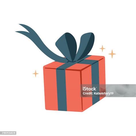 흰색 배경에 선물 상자 아이콘입니다 플랫 디자인 손으로 그린 벡터 일러스트 레이 션 리본으로 묶인 선물 상자 벡터 성탄절 선물에 대한 스톡 벡터 아트 및 기타 이미지