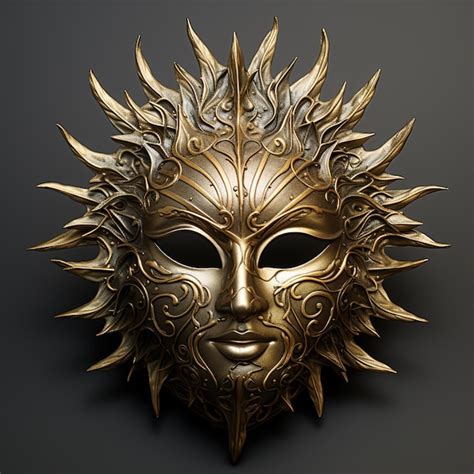 Premium Ai Image A Gold Sun Mask With The Face Of The Sun