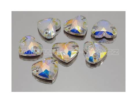 Srdce 12x14mm Našívací Kámen Na Textil Skleněný Broušený Extra Premium Barva Cbep 1201 Ab