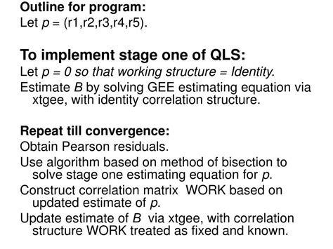 Ppt Implementation Of Quasi Least Squares Using Xtgee In Stata Powerpoint Presentation Id