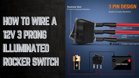 How To Wire A 12v 3 Prong Illuminated Rocker Switch Youtube