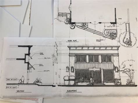 Sketch Plan Section Elevation Of Small Commercial Building Renovation