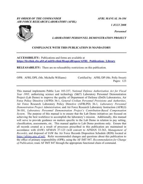 Afrl Manual 36 104 Wright Patterson Air Force Base