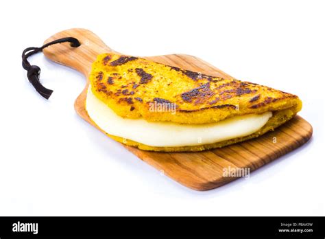 Cachapa With Cheese Typical Venezuelan Cuisine Made Of Ground Corn And White Cheese White
