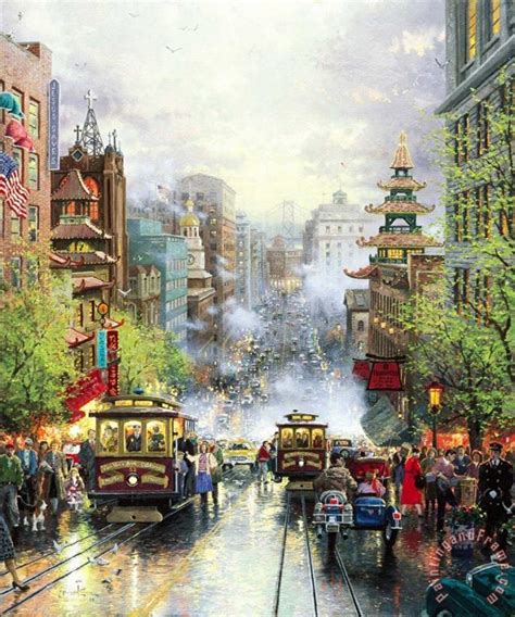 Thomas Kinkade San Francisco A View Down California Street From Nob