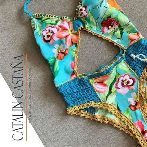 Trikini Aqua And Floral Detalles 3n Crochet Size S Pequeño Precio 45 Condición Nuevo Con