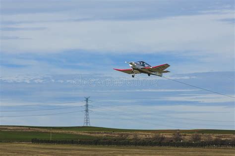Robin Dr400 Aircraft Taking Off At The Airfield Towing The Glider