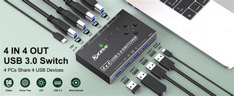 Usb 3 0 Switch 4 Computers Camgeet 4 Port Usb Switch