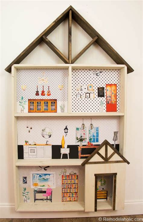 Dollhouse With Building Plan And Free Printables 27 Bookcase