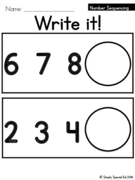 Number Sequencing Math Workbook For Special Ed Simple Math Special Ed