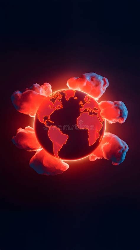 Stylized Earth Glowing Orange With Abstract Cloud Formations On Dark