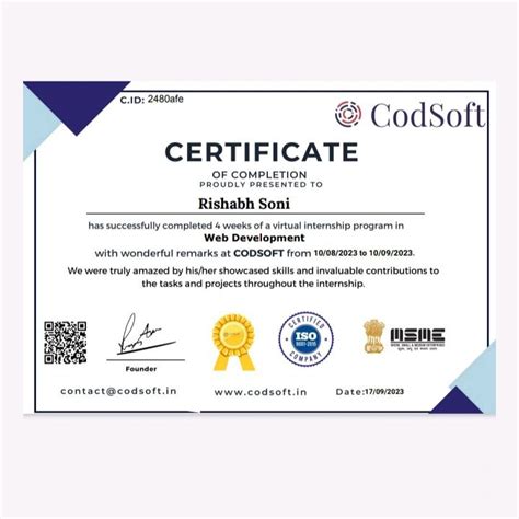 Rishabh Soni On Linkedin Im Excited To Share That I Just Completed A One Month Internship At