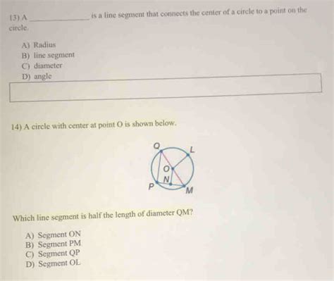 solved 3 a is a line segment that connects the center of a circle to
