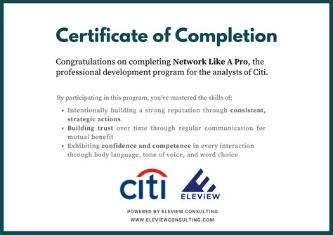 Citi 2023 Network Like A Pro Certificate Eleview