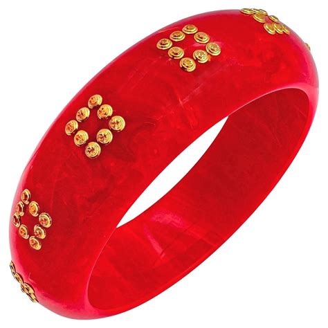 Mark Davis 18k Gold Yellow Sapphire Red Bakelite Bangle For Sale At 1stdibs