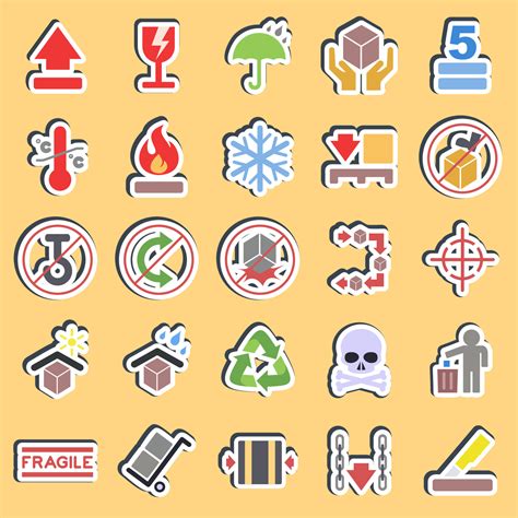 Sticker Set Of Packaging Sign Packaging Symbol Elements Good For