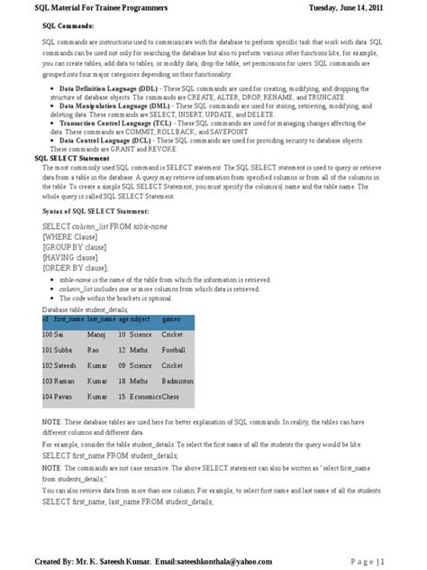 Sql For Trainee Programmers Pdf Relational Database Table Database