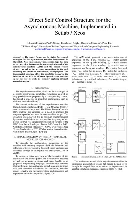 Pdf Direct Self Control Structure For The Asynchronous Machine