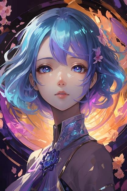 Premium Ai Image Iridescent Color Anime Portrait Fantasy Anime Girl