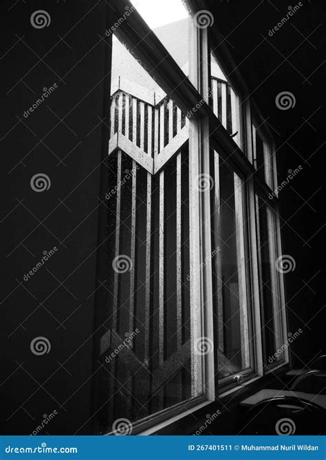 Black White Window Under Rainy Day In The Classroom Stock Image Image