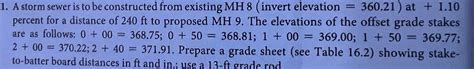 Solved A Storm Sewer Is To Be Constructed From Existing Mh 8