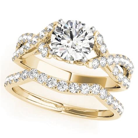 Pompeii3 1 1 4 Ct Real Diamond Engagement Ring And Wedding Band Set In 14k Yellow Gold H I I1 I2