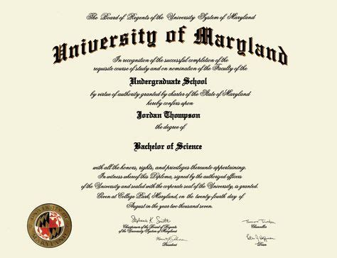 University Of Maryland College Park Gold Embossed Diploma Frame In