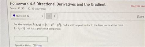 Solved Homework 4 6 Directional Derivatives And The Gradient