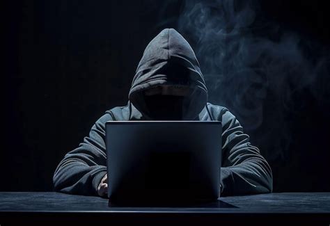 Premium Photo Photo Portrait Of Hacker Background With Gloves And Laptop