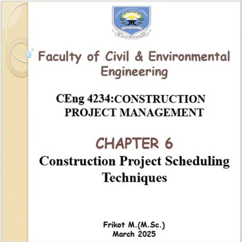 Chapter 6construction Project Scheduling Techniques Pdf Pdf