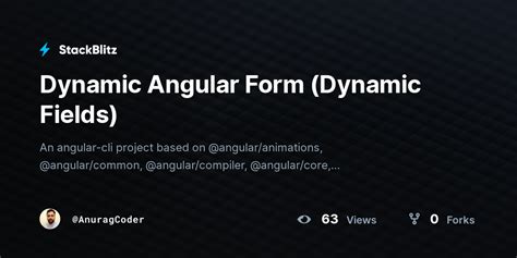 Dynamic Angular Form Dynamic Fields Stackblitz