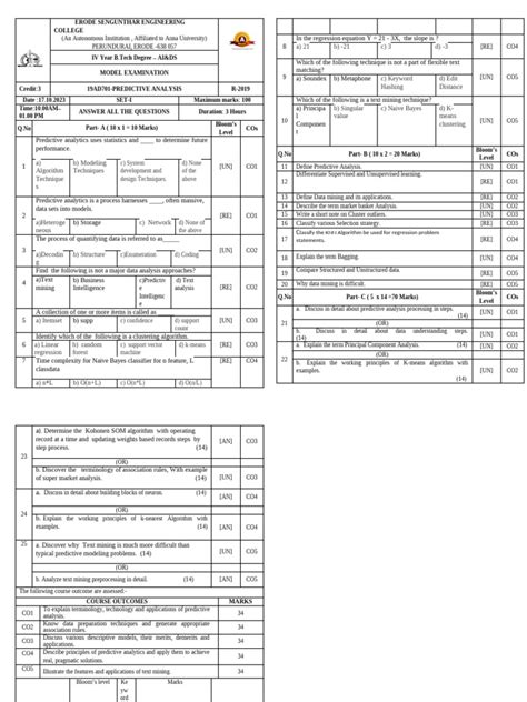 Model Exam Question Set 1 Pdf Predictive Analytics Analytics