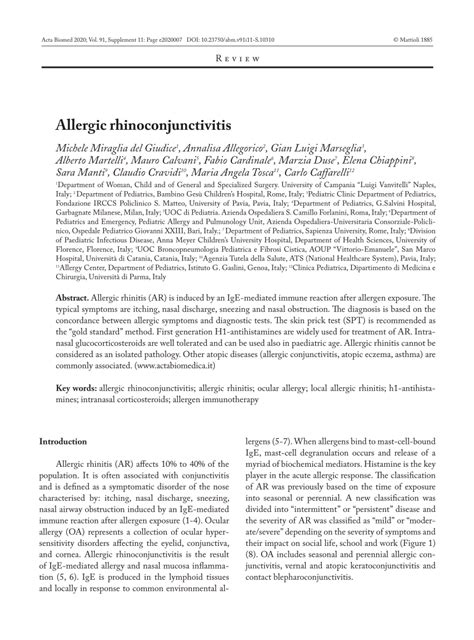 Pdf Allergic Rhinoconjunctivitis