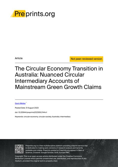 Pdf The Circular Economy Transition In Australia Nuanced Circular Intermediary Accounts Of