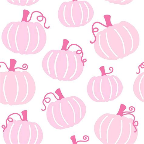 Seamless Pattern Doodle Pink Pumpkin On White Background Halloween
