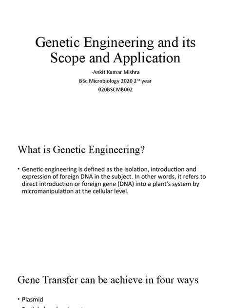 Scope And Application Of Genetic Engineering Rs Maam Hw Pdf Genetic