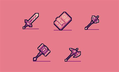 Artstation Pink Weapon Sprites