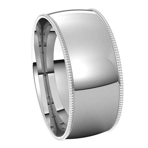 8mm Platinum Comfort Fit Milgrain Wedding Band Band004 8mm Platinum