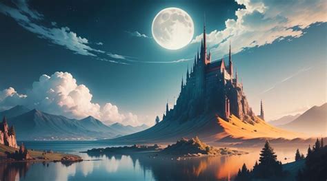 Premium Photo Mystical Moonscape And Natural Landscape For Desktop